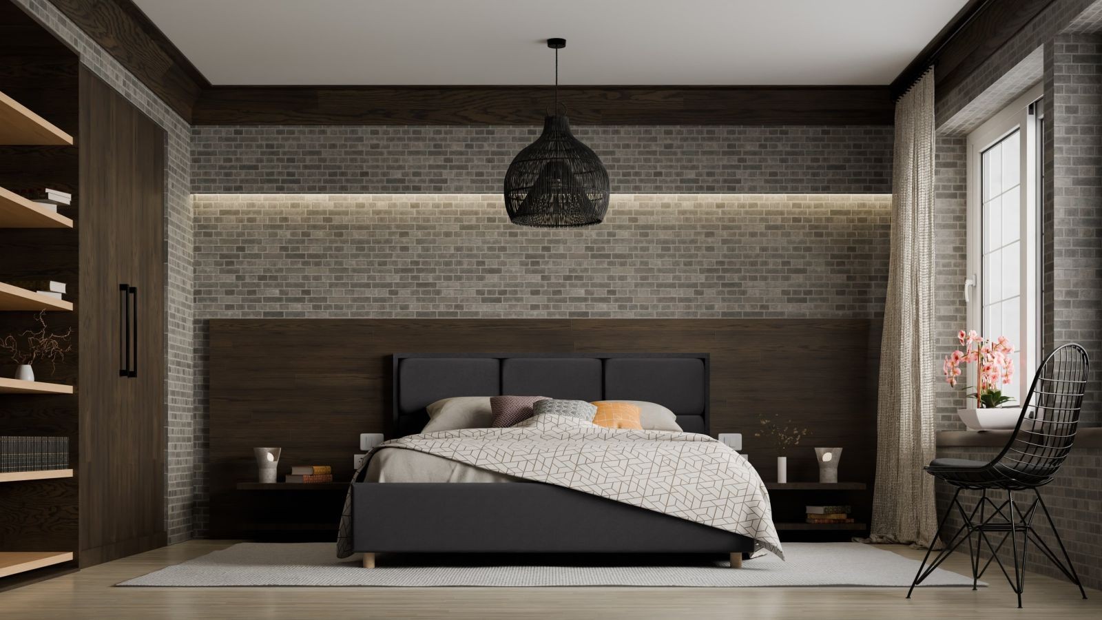 Čalouněná postel Aurora Frame Lift, Wooden Black, Paris Anthracite ...