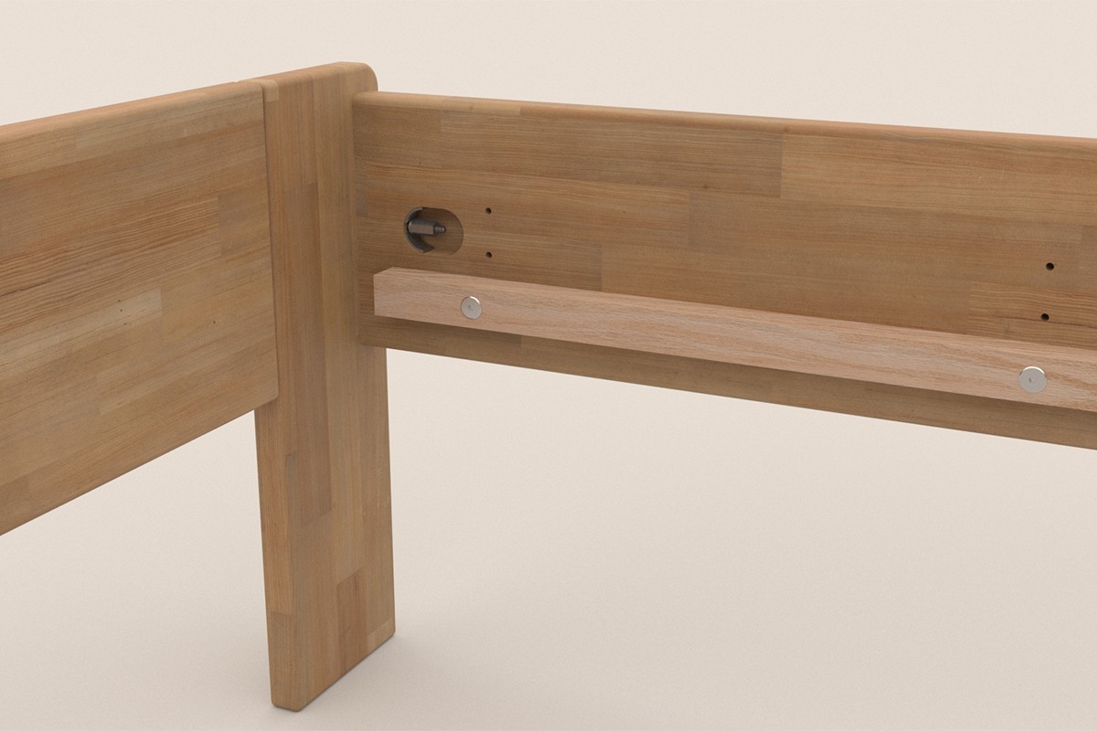 Rohová dřevěná postel Amy, pravý roh, provedení BO105 šedý granit ...