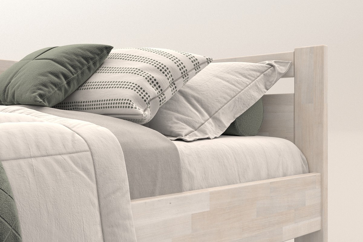 Rohová dřevěná postel Emily, levý roh, provedení BO102 bílá, 90x200 cm ...