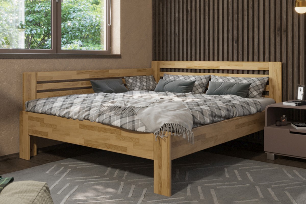 Rohová dřevěná postel Lola, levý roh, provedení D1, 120x200 cm | ProSpánek