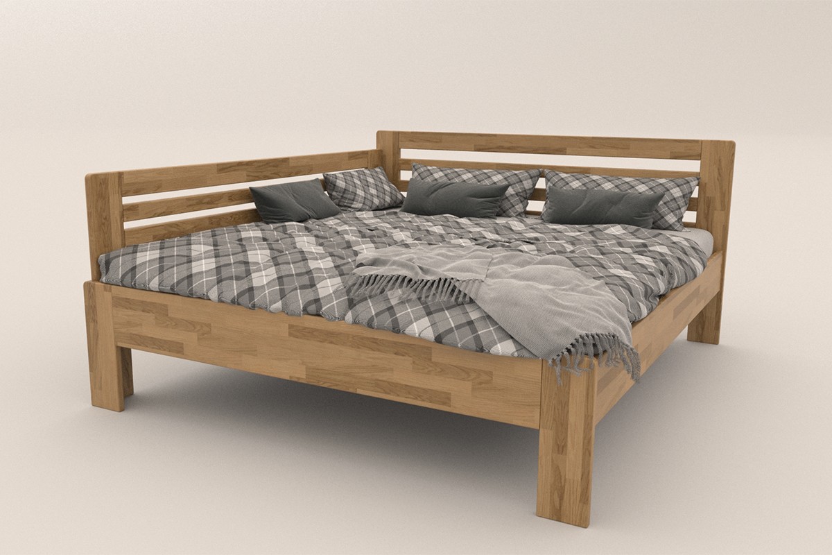 Rohová dřevěná postel Lola, levý roh, provedení D1, 140x200 cm | ProSpánek