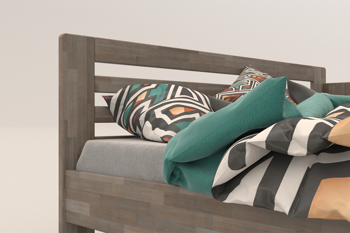 Rohová dřevěná postel Lola, pravý roh, provedení BO105 šedý granit ...