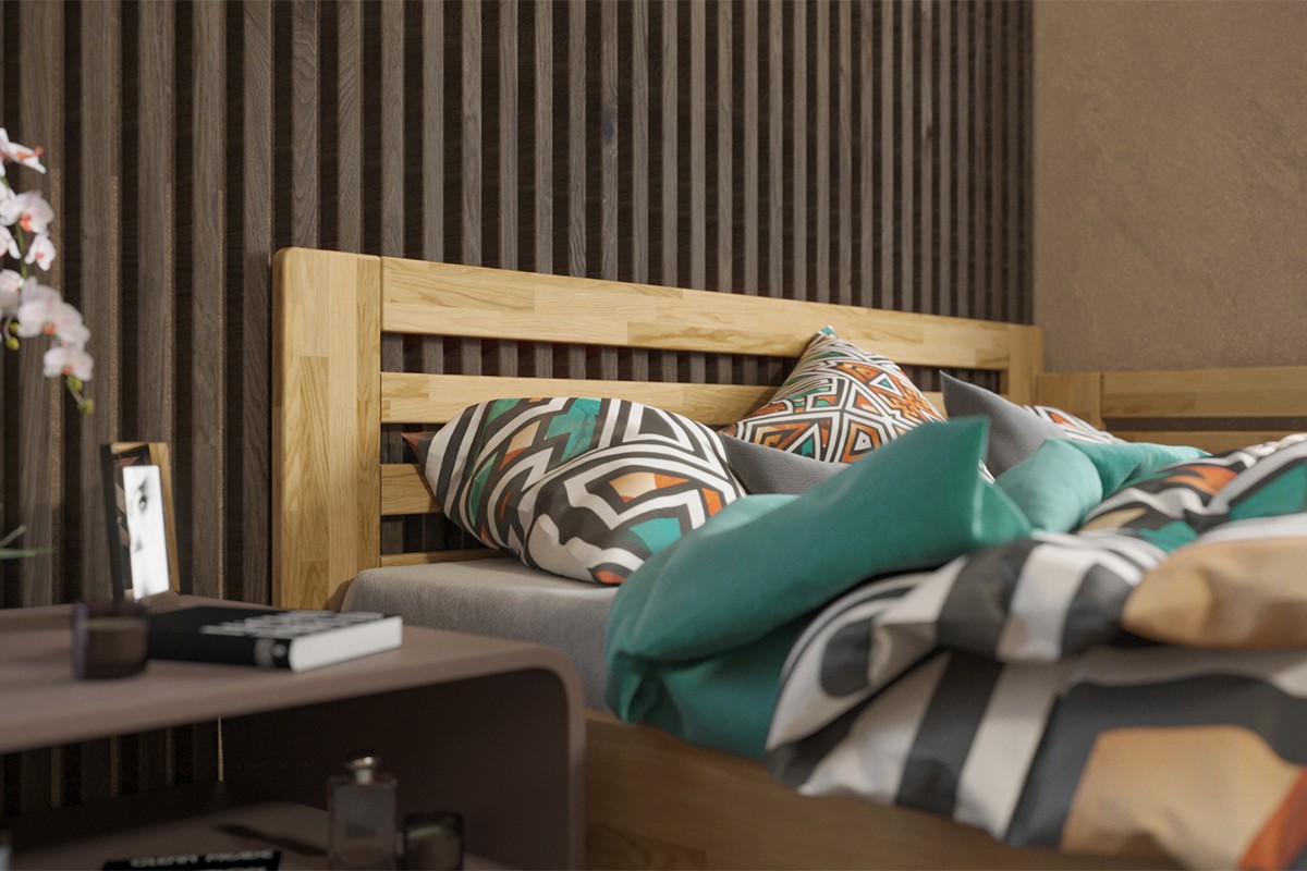 Rohová dřevěná postel Lola, pravý roh, provedení D1, 90x200 cm | ProSpánek