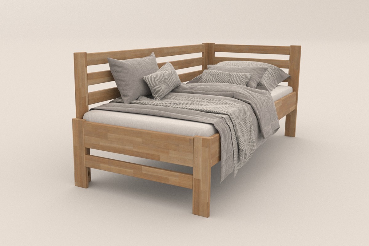 Rohová dřevěná postel Stacy, levý roh, provedení D1, 90x200 cm | ProSpánek